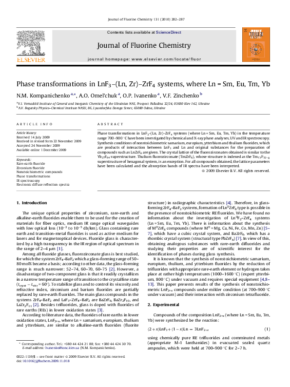 (PDF) Phase transformations in LnF3–(Ln, Zr)–ZrF4 systems, where Ln=Sm ...