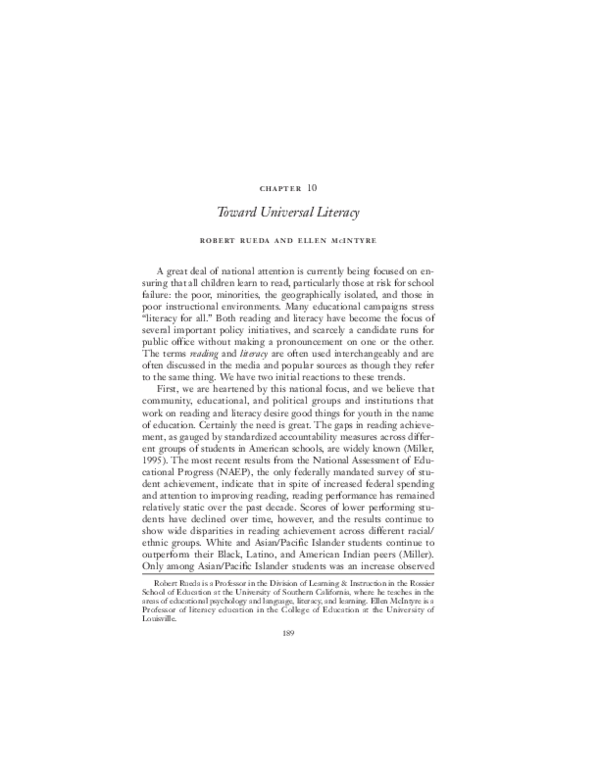(PDF) Toward Universal Literacy