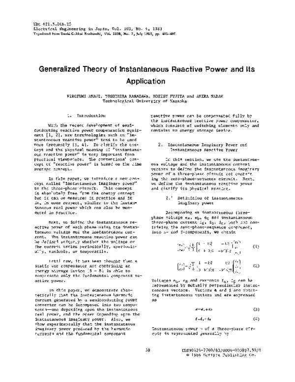 (PDF) Generalized theory of the instantaneous reactive power in three ...