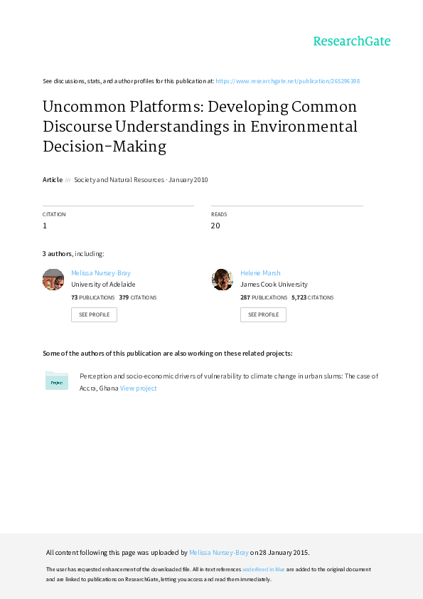 (PDF) Uncommon Platforms: Developing Common Discourse Understandings in ...