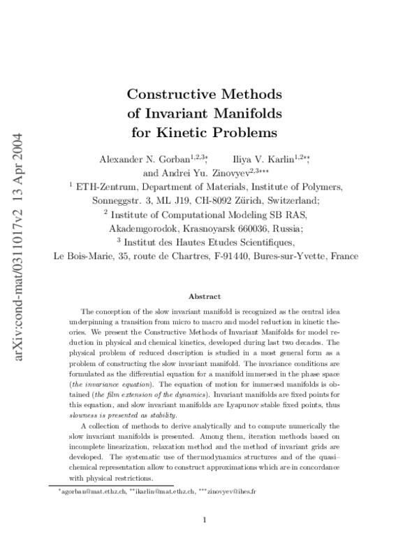 (PDF) Constructive Methods of Invariant Manifolds for Kinetic Problems (3148K, pdf)
