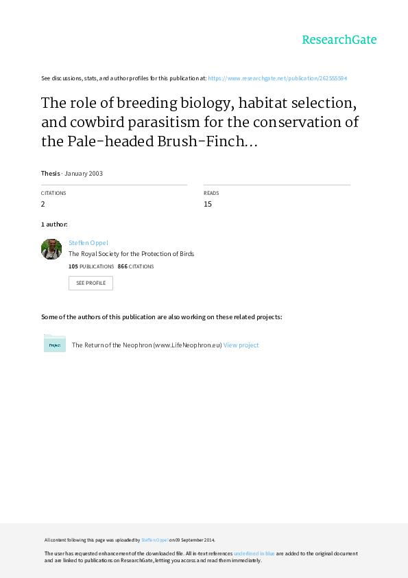 Pdf Management Implications Of Cowbird Parasitism On Neotropical