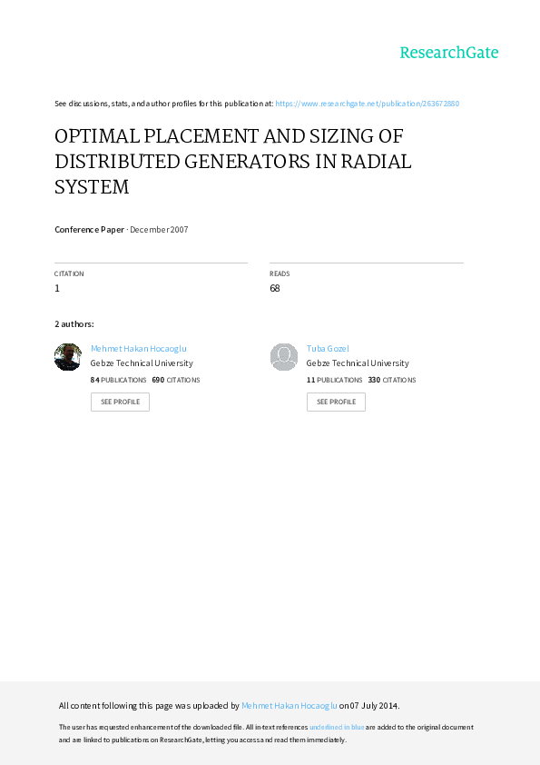 (PDF) Optimal placement and sizing of distributed generation on radial feeder with different ...