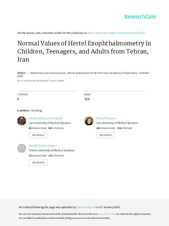 (PDF) Normal values of hertel exophthalmometry in children, teenagers ...