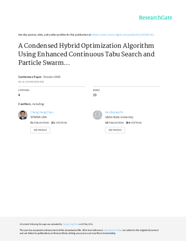 Pdf Hybrid Optimization With Tabu Search And Pso 7037