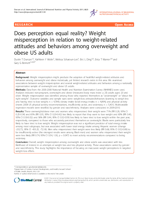 (PDF) Does Perception Equal Reality? Weight Misperception in Relation ...