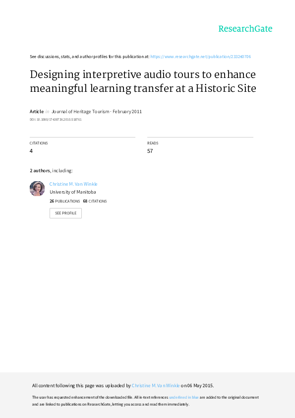 (PDF) Designing interpretive audio tours to enhance meaningful learning ...