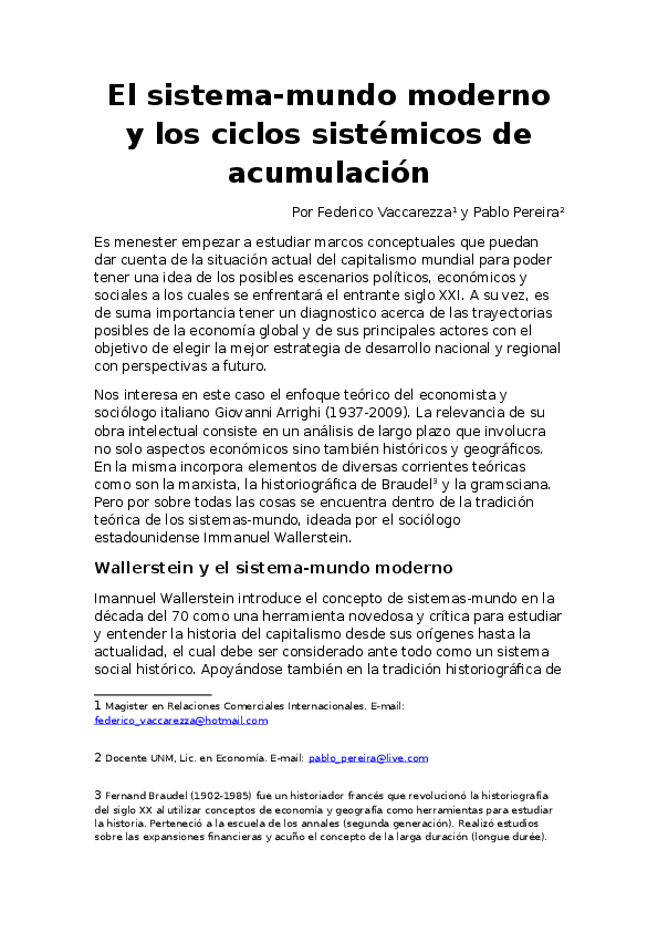(DOC) El sistema-mundo moderno y los ciclos sistémicos de acumulación