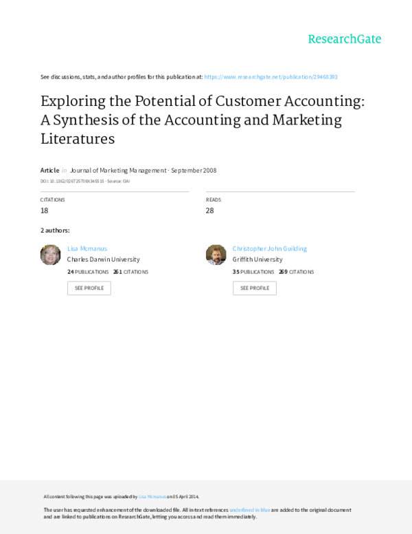 (PDF) Exploring the potential of customer accounting: a synthesis of ...