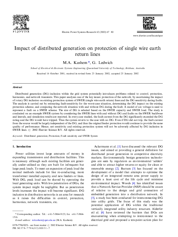 Pdf Impact Of Distributed Generation On The Protection Of