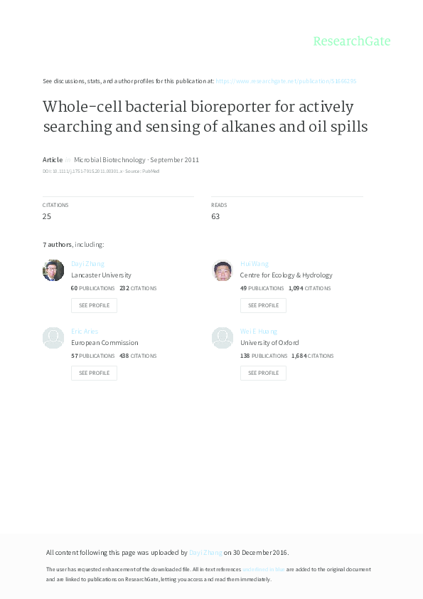 (PDF) Whole‐cell bacterial bioreporter for actively searching and ...