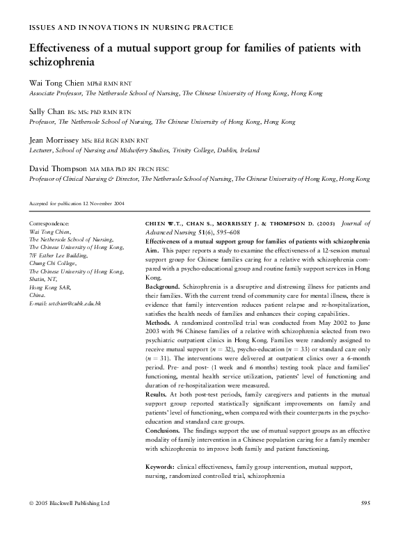 (PDF) Effectiveness of a mutual support group for families of patients ...