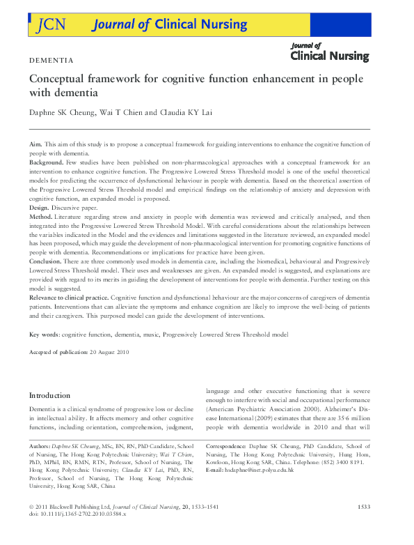 (PDF) Conceptual framework for cognitive function enhancement in people ...
