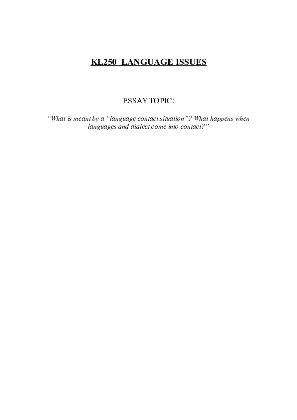 (DOC) LANGUAGE ISSUES- “What is meant by a “language contact situation ...