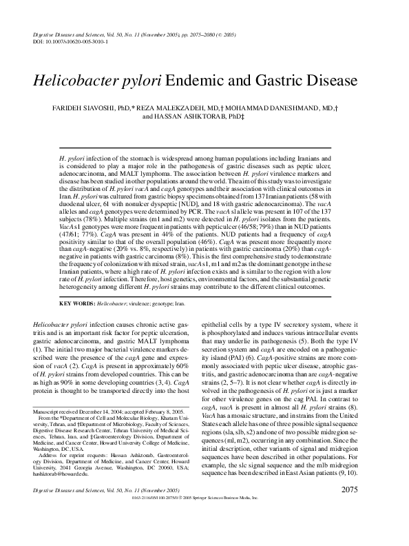 (PDF) Helicobacter pylori genotypes and types of gastritis in first ...