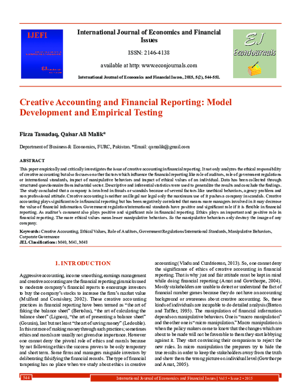 (PDF) International Journal of Economics and Financial Issues Creative ...