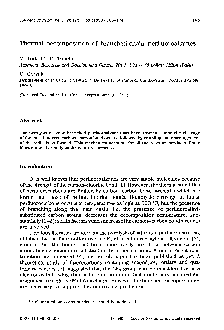 (PDF) Thermal decomposition of branched-chain perfluoroalkanes