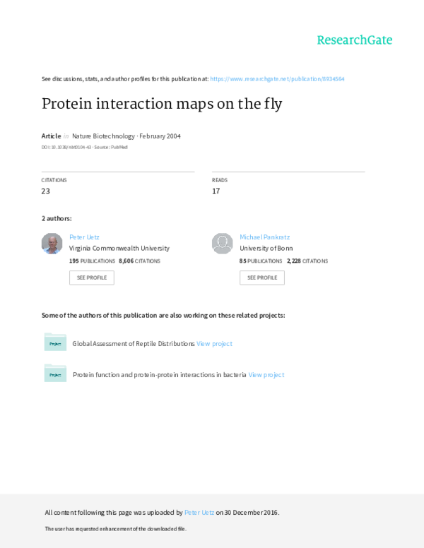 (PDF) Protein interaction maps on the fly