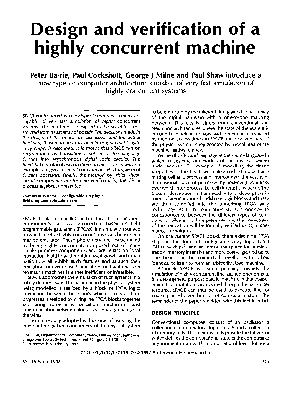 (PDF) Design and verification of a highly concurrent machine