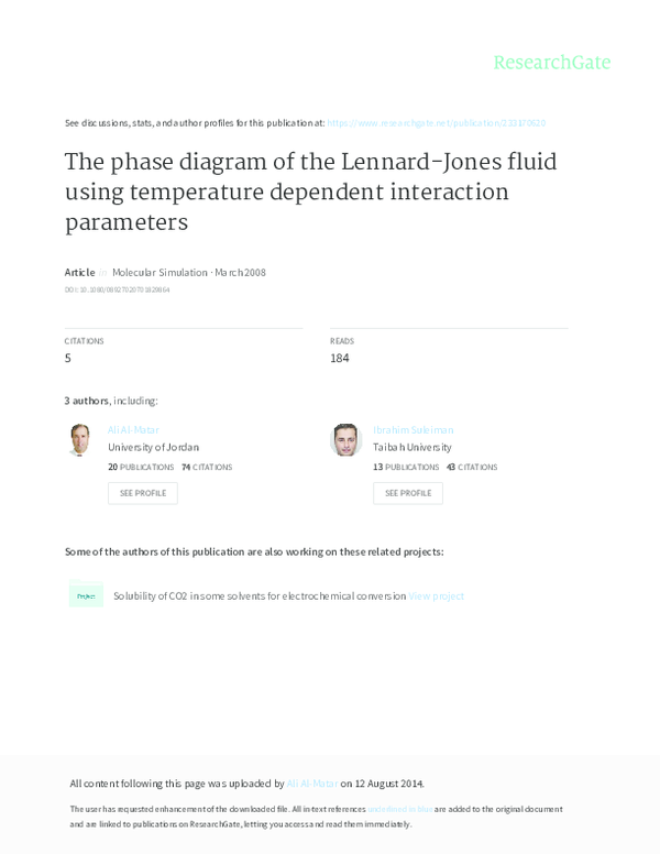 (PDF) The phase diagram of the Lennard-Jones fluid using temperature dependent interaction ...