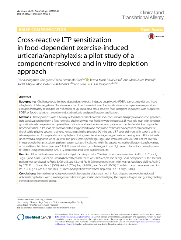 (PDF) Cross-reactive LTP sensitization in food-dependent exercise ...