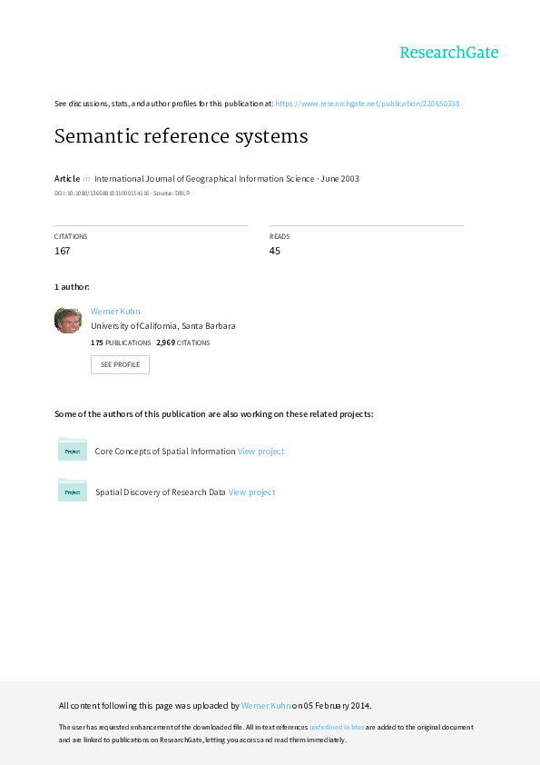 (PDF) Semantic reference systems
