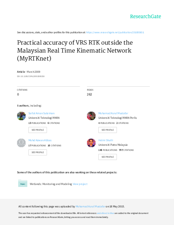 (PDF) Practical accuracy of VRS RTK outside the Malaysian Real Time ...