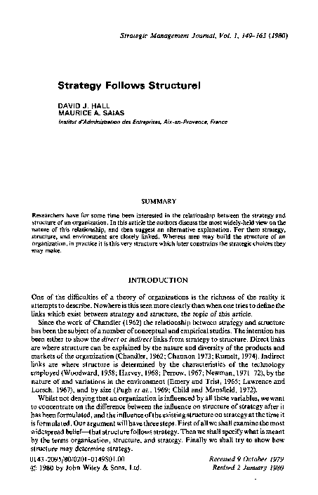 (PDF) Strategy follows structure!