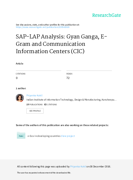 (PDF) SAP-LAP Analysis: Gyan Ganga, E-Gram and Communication ...