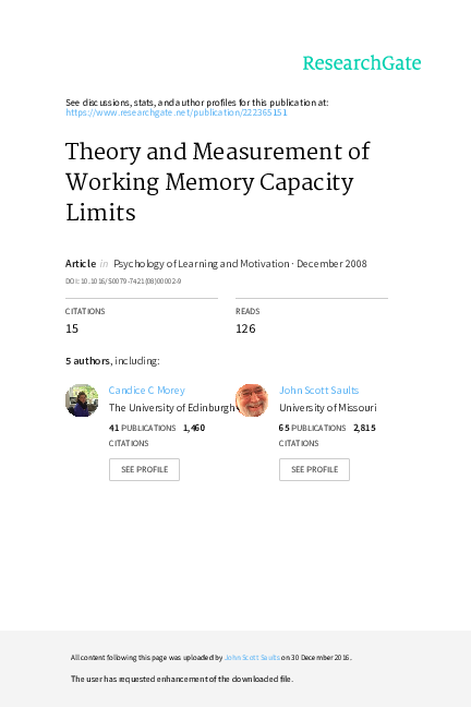 (PDF) Theory and measurement of working memory capacity limits