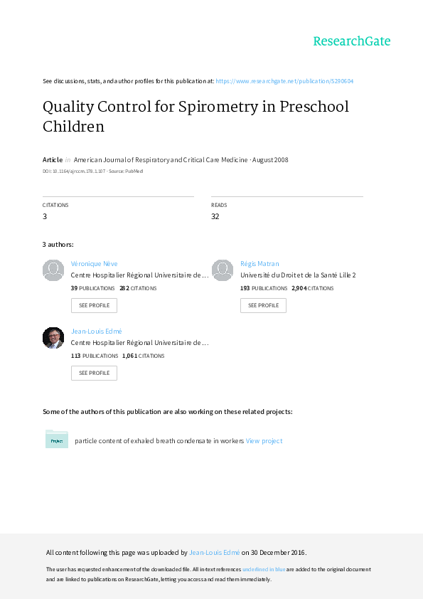 (PDF) Quality Control for Spirometry in Preschool Children with and ...