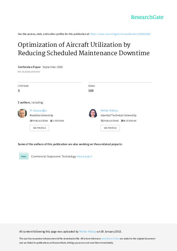 (PDF) Optimization of Aircraft Utilization by Reducing Scheduled ...