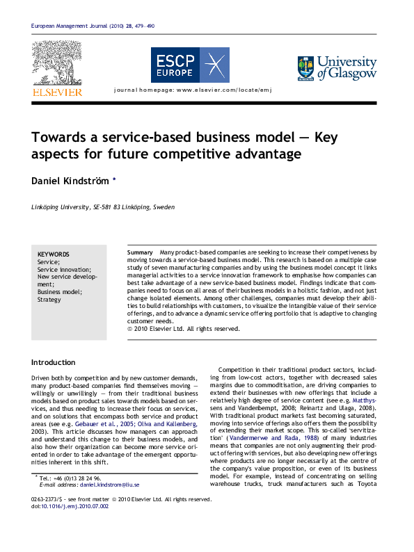 (PDF) Towards a service-based business model-Key aspects for future ...
