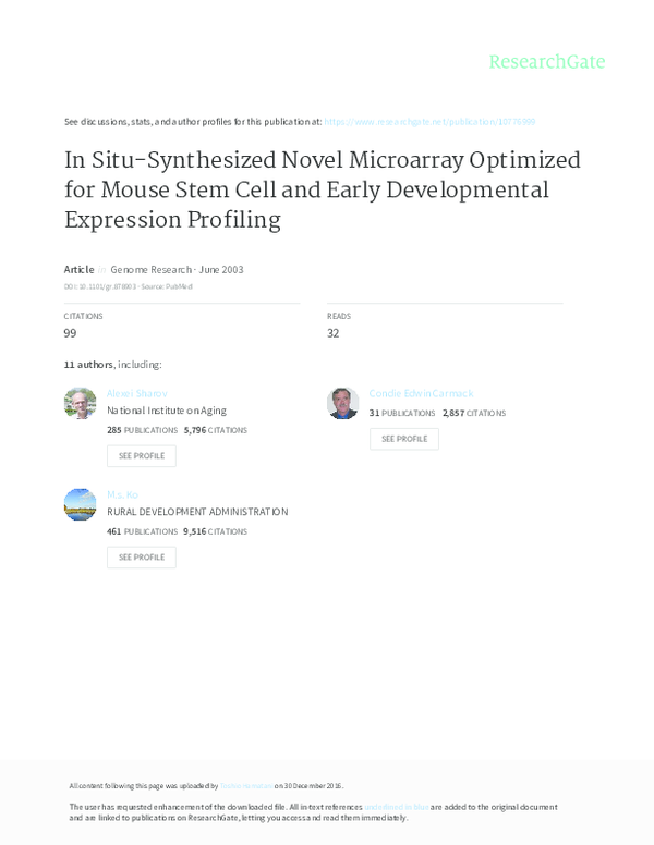 (PDF) In Situ-Synthesized Novel Microarray Optimized for Mouse Stem ...
