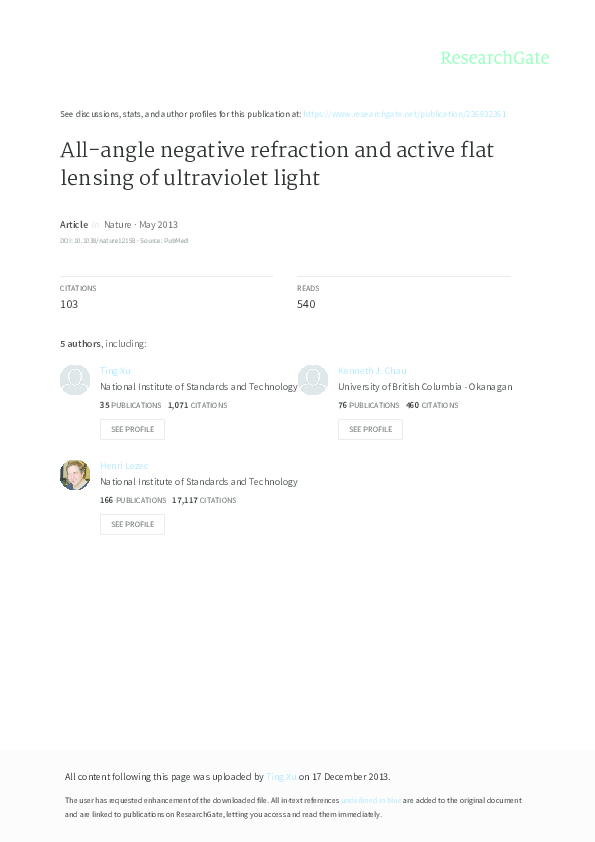 (PDF) All-angle negative refraction and active flat lensing of ultraviolet light