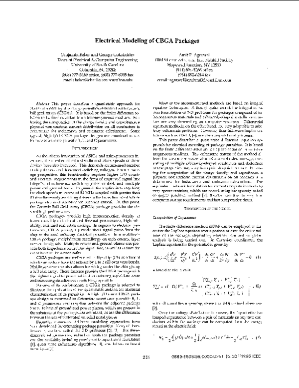 (PDF) Electrical modeling of CBGA packages