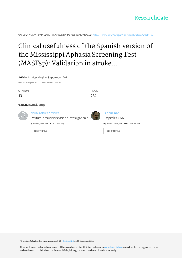 (PDF) Utilidad clínica de la versión en castellano del Mississippi ...