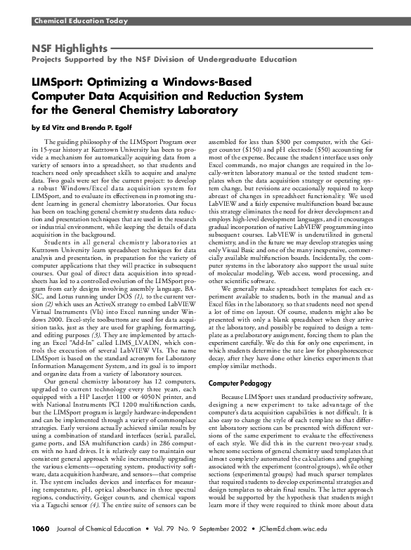 (PDF) LIMSport: Optimizing a Windows-Based Computer Data Acquisition and Reduction System for ...