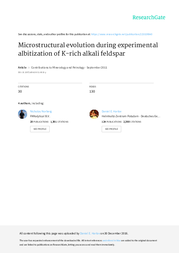 (PDF) Microstructural evolution during experimental albitization of K ...