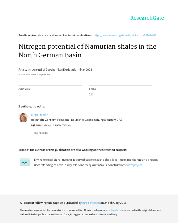 (PDF) Nitrogen potential of Namurian shales in the North German Basin ...