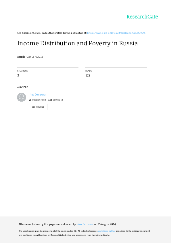 (PDF) Income Distribution and Poverty in Russia