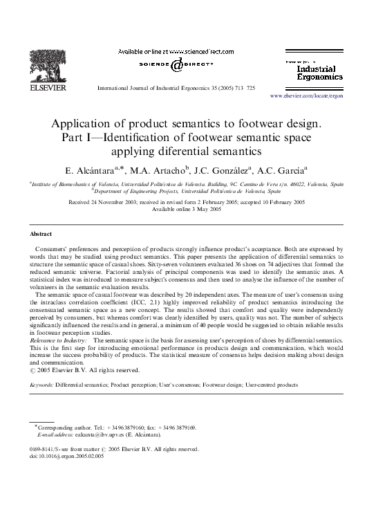 (PDF) Application of product semantics to footwear design. Part I ...