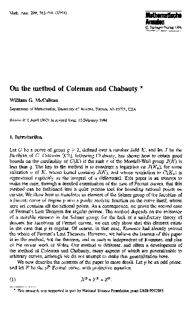 (PDF) On the method of Coleman and Chabauty