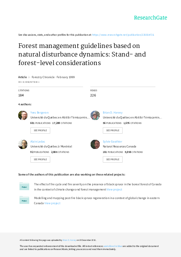 (PDF) Forest management guidelines based on natural disturbance ...