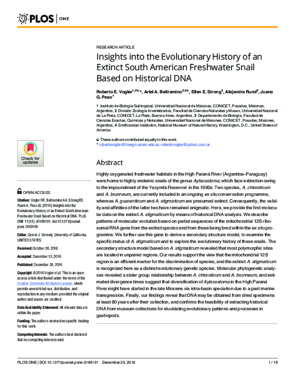 (PDF) Insights into the Evolutionary History of an Extinct South ...