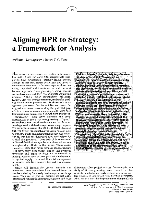 (PDF) Aligning BPR to strategy: a framework for analysis