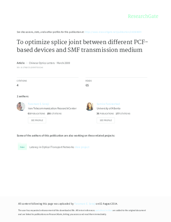 (PDF) To optimize splice joint between different PCF-based devices and ...