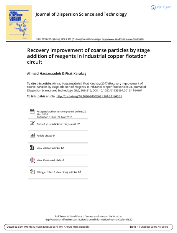 (PDF) Recovery improvement of coarse particles by stage addition of ...