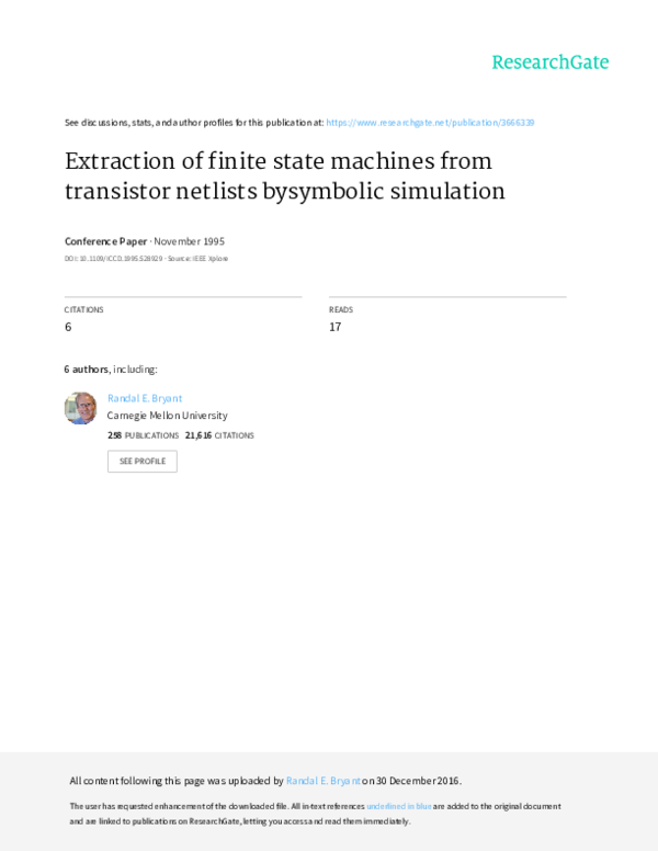 Pdf Extraction Of Finite State Machines From Transistor Netlists By Symbolic Simulation