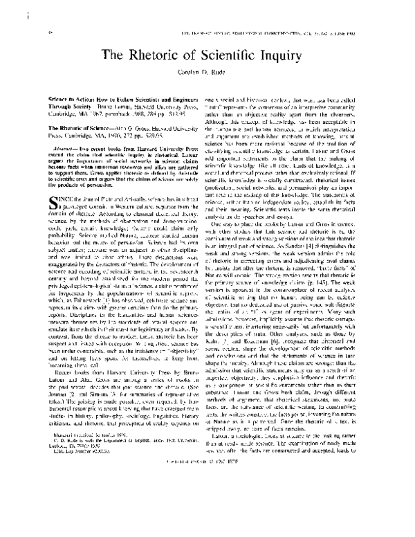 (PDF) The rhetoric of scientific inquiry